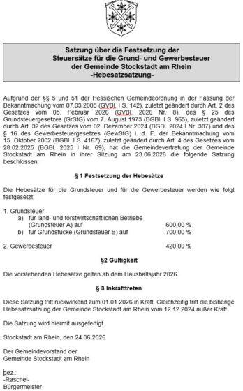 Gemeindevertretung beschließt neue Hebesätze für Grund- und ...
